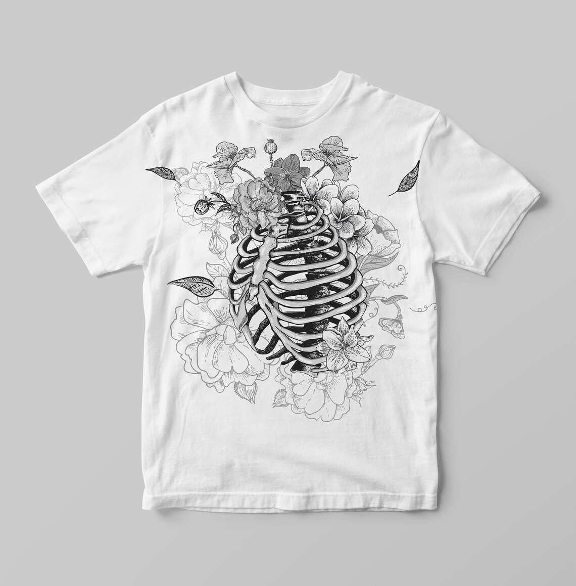 Ribs With Flowers Floral Skeleton Rib Cage Hipster Clipart - Etsy