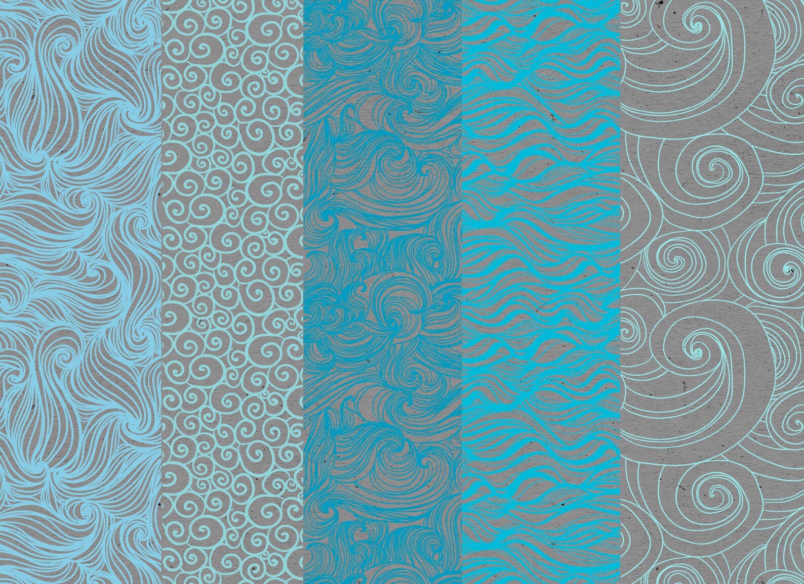 Blue Wave Digital Paper Clipart Curl Wallpaper. Waves Digital - Etsy