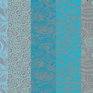 Blue Wave Digital Paper Clipart, Curl Wallpaper. Waves Digital Paper ...