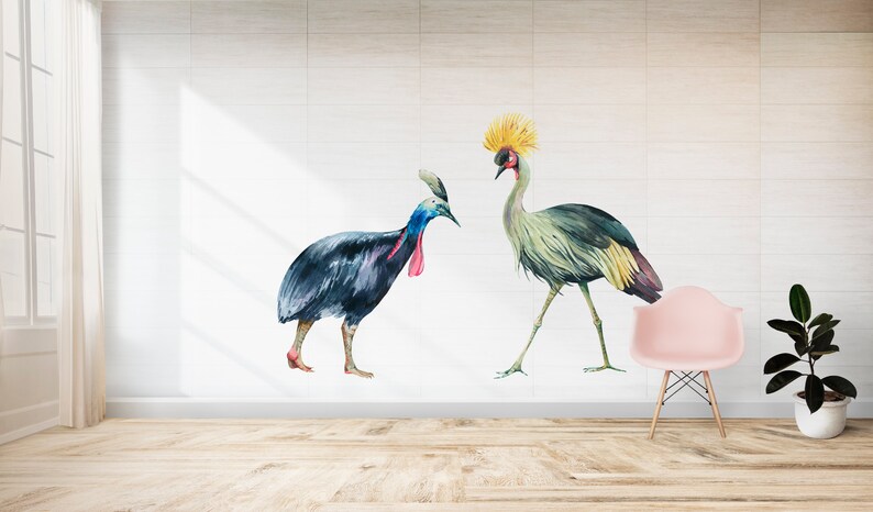 Flightless bird clipart. Watercolor Crowned crane clipart | Etsy