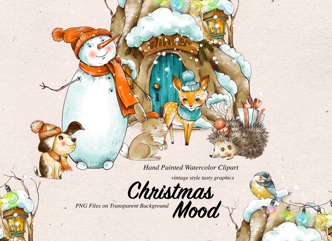 Winter Baby Animals Kids Clipart Christmas Clipart Printable Graphic - Etsy