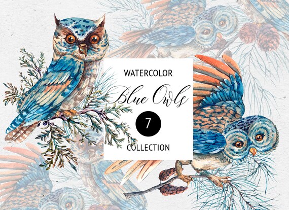 Owl clipart. Watercolor woodland clipart. Printable | Etsy