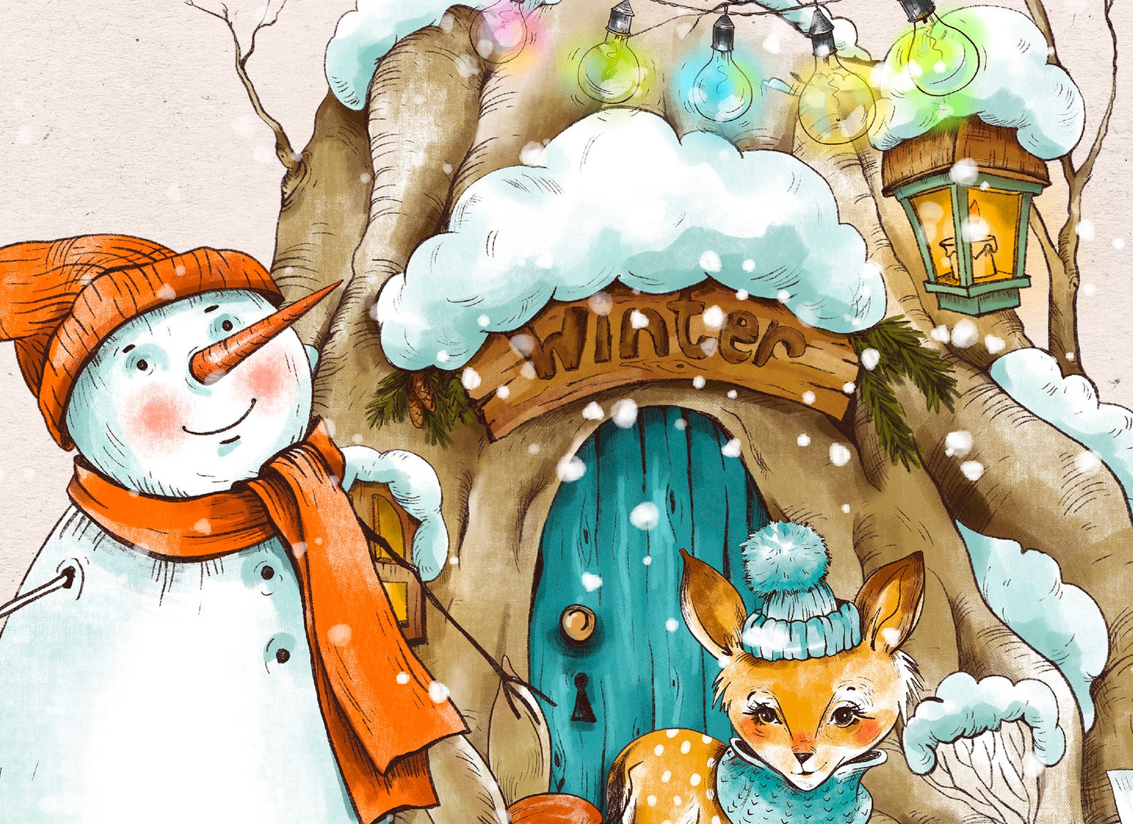 Winter Baby Animals Kids Clipart Christmas Clipart Printable | Etsy