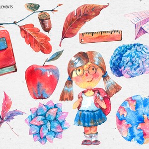 Back to School Clipart. Watercolor School Clipart. Watercolor Children ...