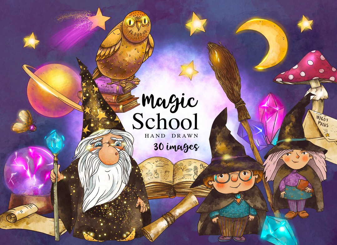 Magic School Clipart Wizard Clipart Kids Clipart - Etsy