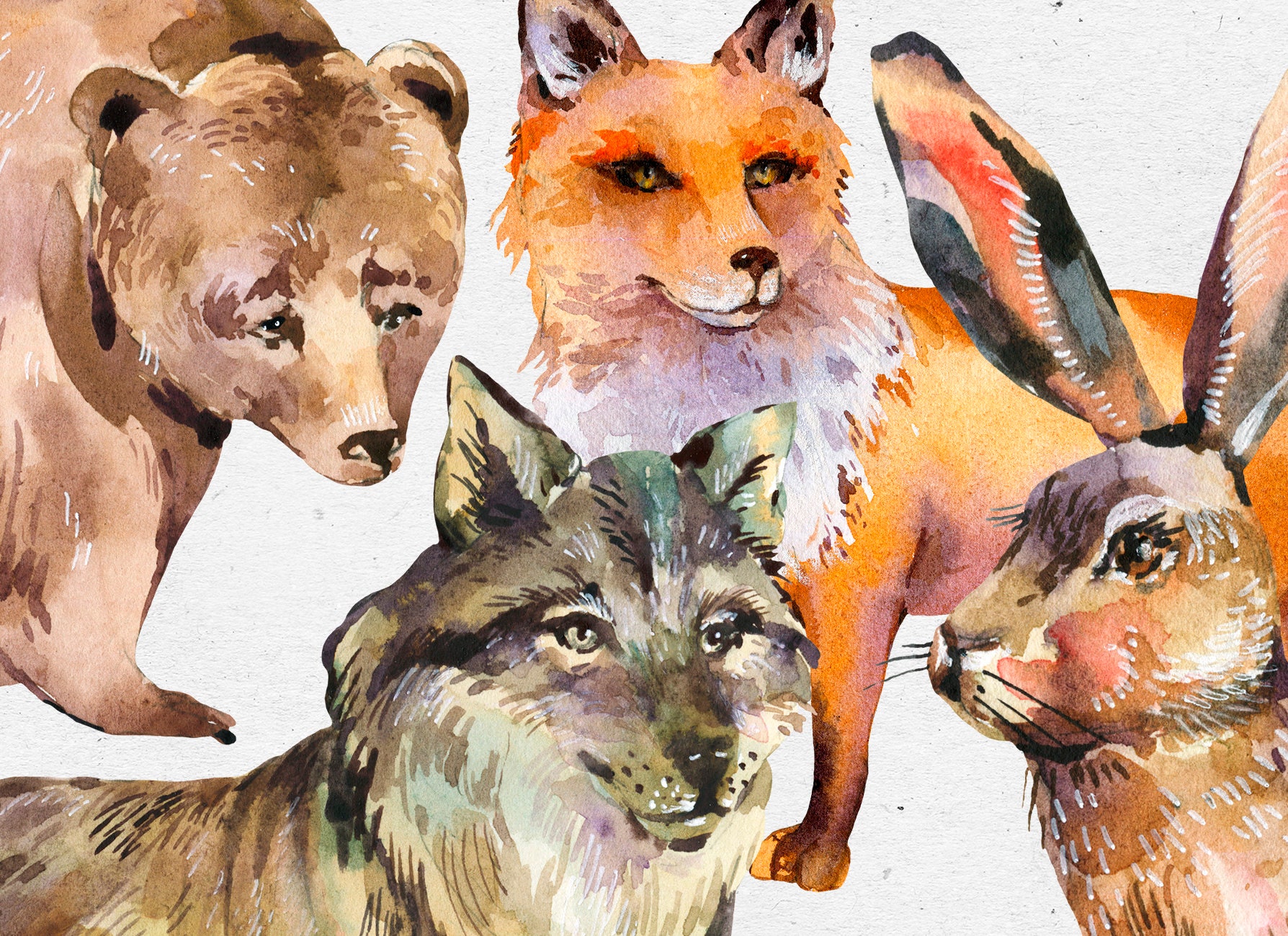Realistic animals watercolor clipart Forest animals Woodland | Etsy