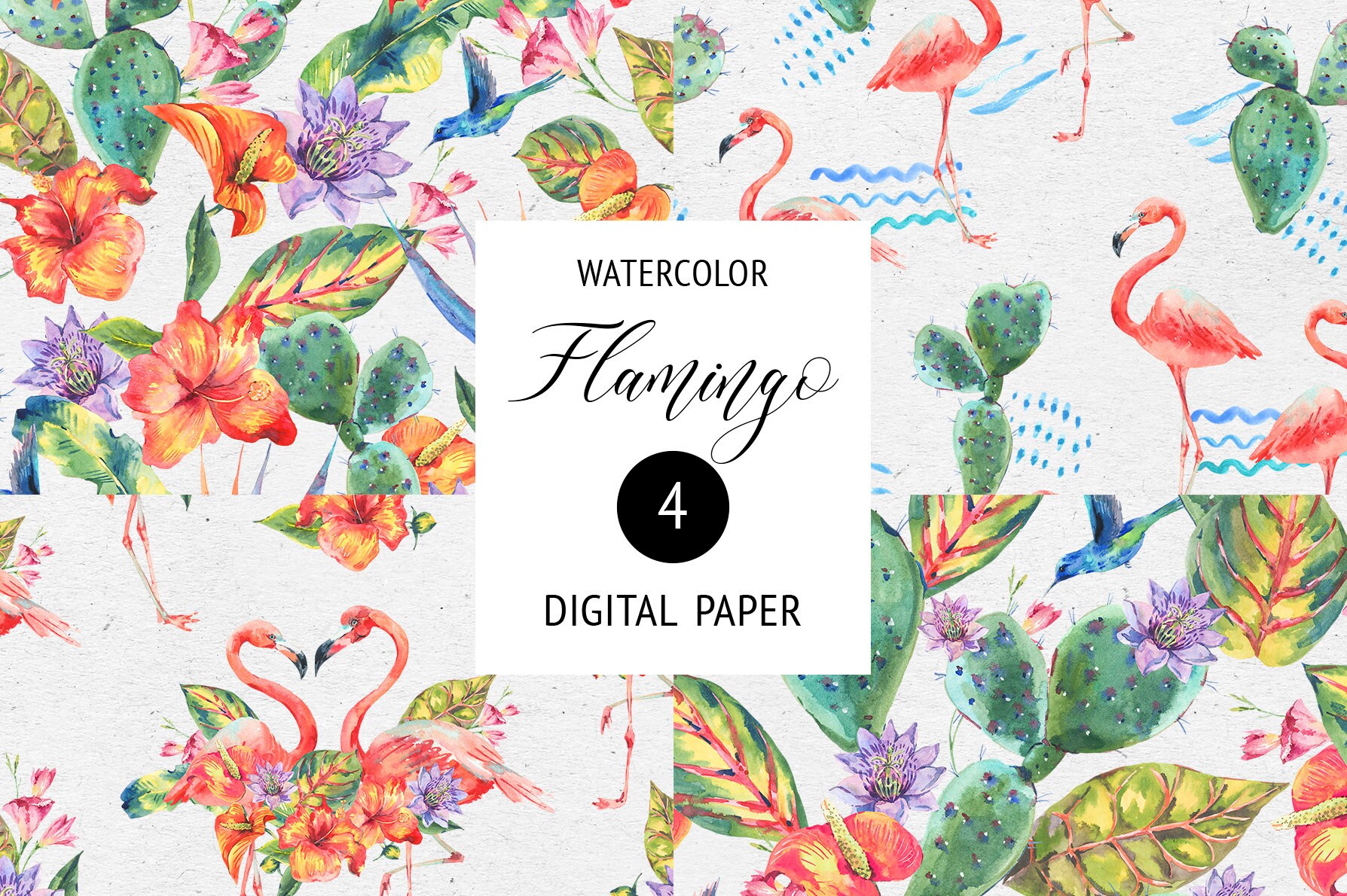 Flamingo Clip Art Summer Digital Paper Summer Clipart - Etsy