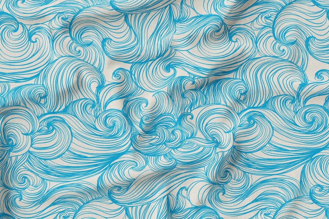 Blue Wave Digital Paper Clipart Curl Wallpaper. Waves Digital - Etsy