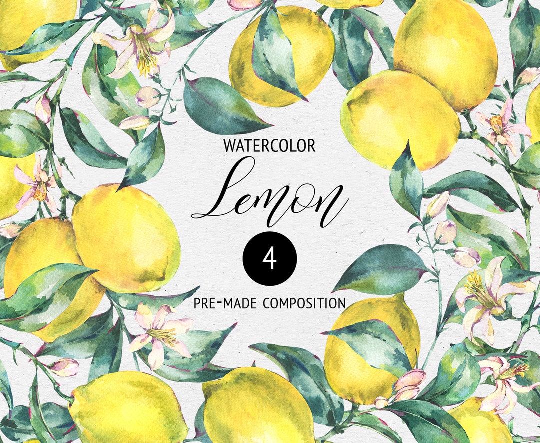 Lemon Frame Clipart Watercolor Summer Fruit Clipart - Etsy