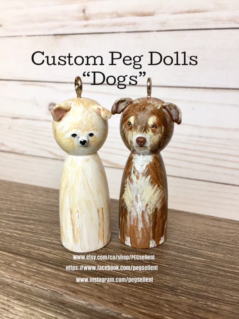 Custom Pet Portrait Gift for Dog Lover Peg Doll Animal | Etsy