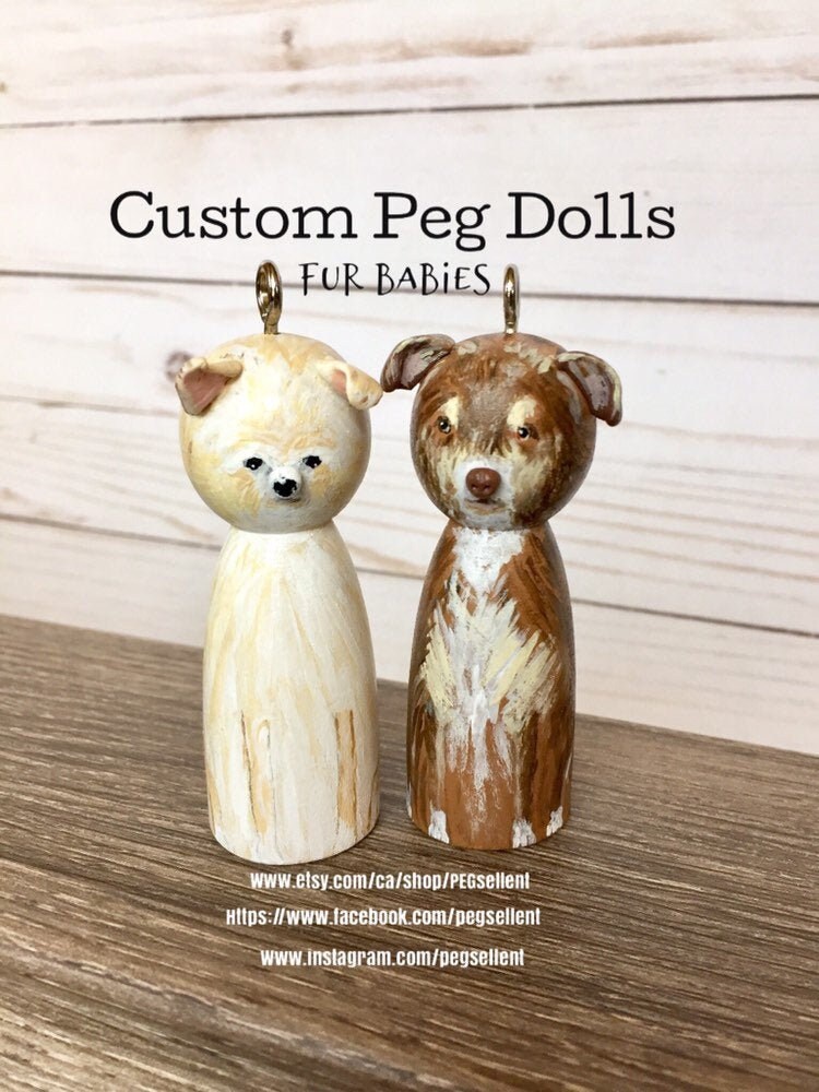 Custom Pet Portrait Gift for Dog Lover Peg Doll Animal | Etsy
