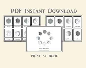 Moon Phase Flash Cards - Etsy