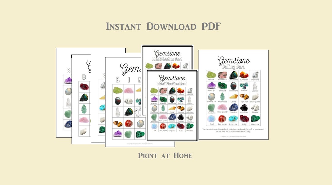 Gemstone Bingo, Crystal Identification, Rocks and Minerals, PDF ...