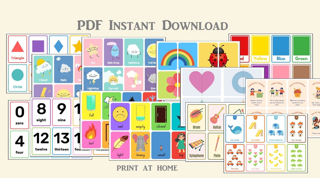 Preschool Flash Card Bundle, Instant Download PDF, Home Learning Tools ...
