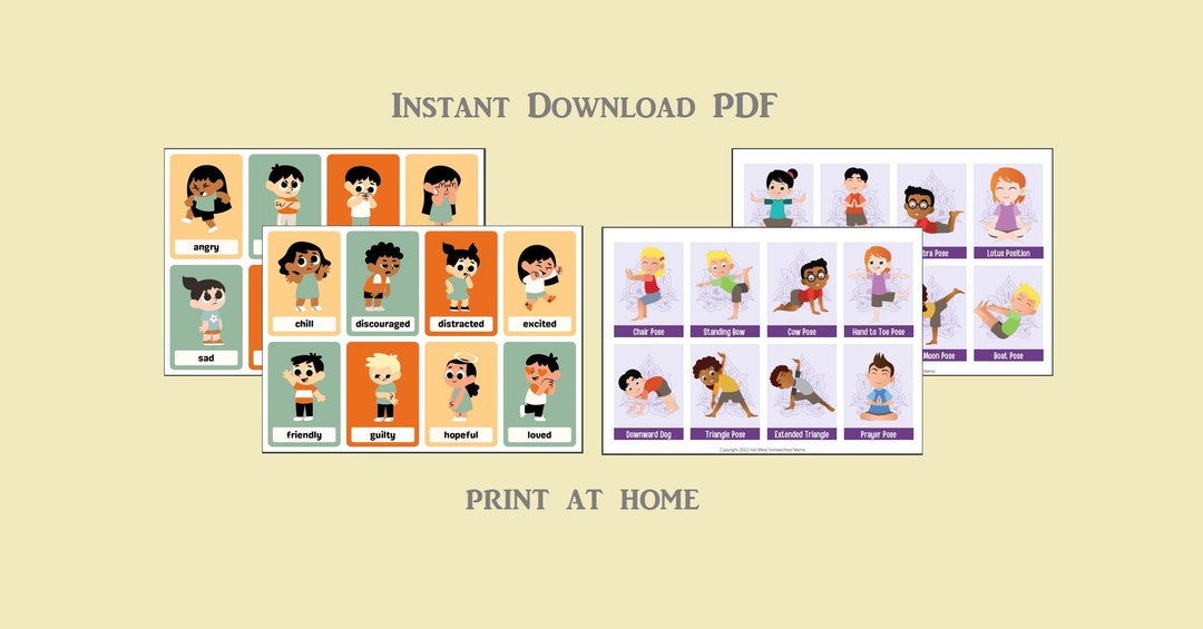 Mindfulness Flash Cards, Instant Download PDF, Print at Home, Yoga ...