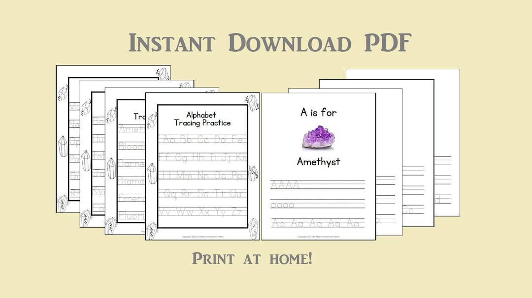Crystal Abc's, Printable, PDF Instant Download, Letter Practice, Letter ...