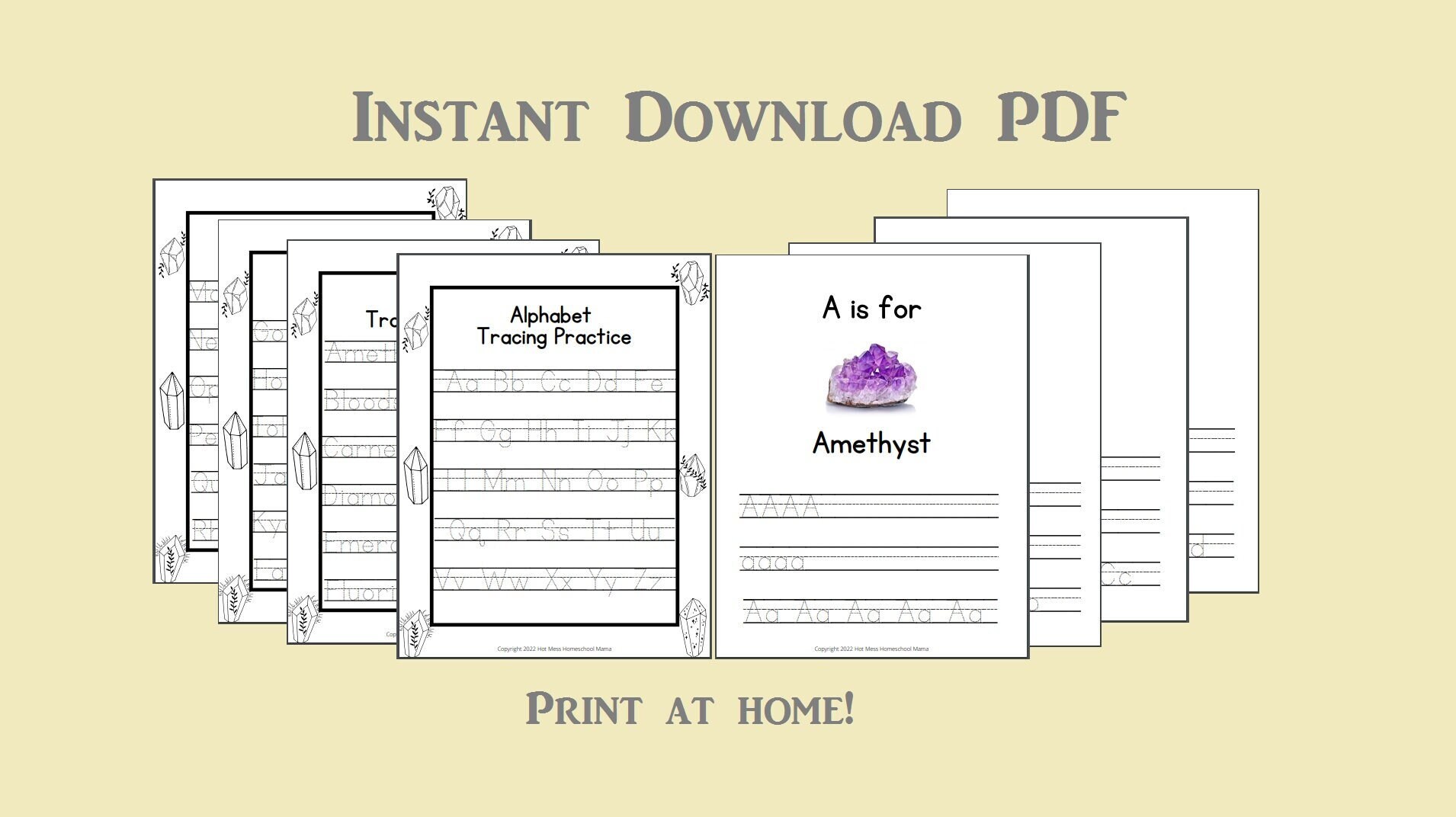 Crystal Abc's, Printable, PDF Instant Download, Letter Practice, Letter ...