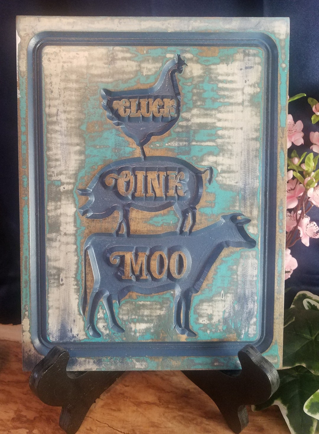 Distressed Farmhouse Sign Chicken, Pig, Cow - Etsy