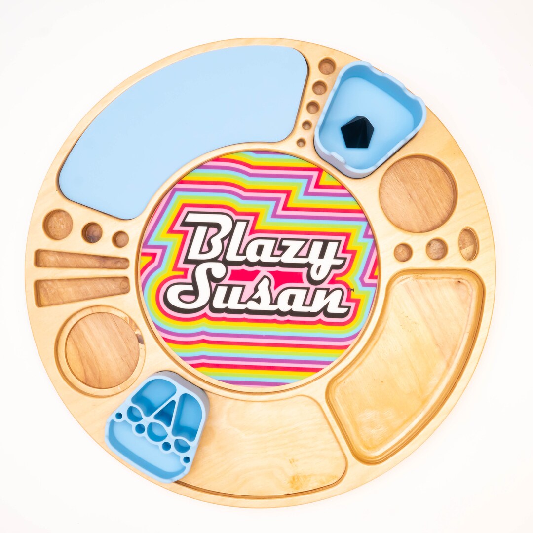 Blazy Susan Spinning Rolling Tray Birch, Silicone Inserts Included - Etsy