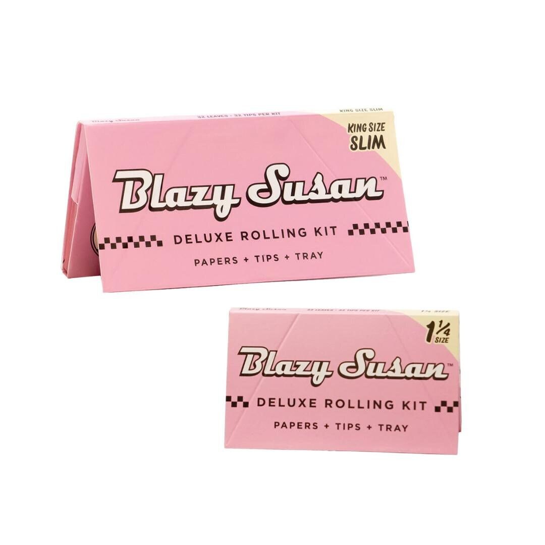 Blazy Susan Deluxe Rolling Papers Kit Bundle, Pink 1 1/4 and King Size ...