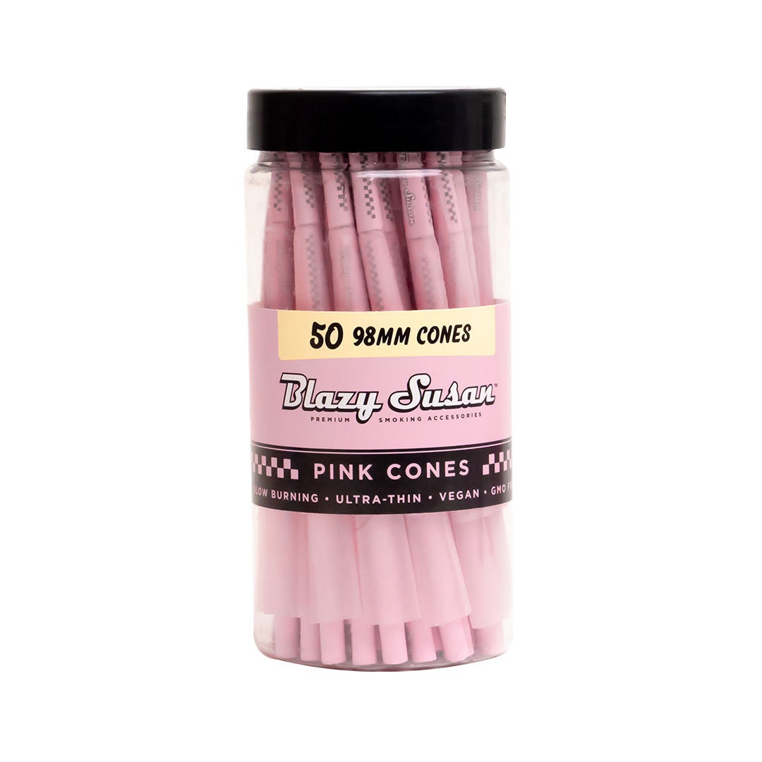 Blazy Susan Pre Rolled Cones, 98mm 50 Count Jar - Pink, Purple, or ...