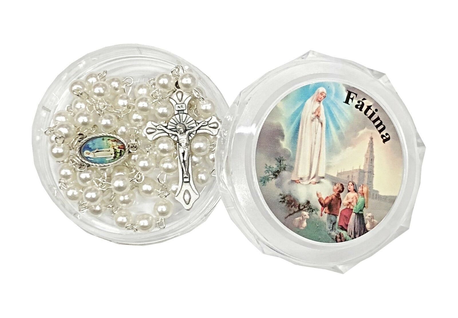 Our Lady of Fatima Pearl Beads Catholic Rosary Soil Relic & | Etsy