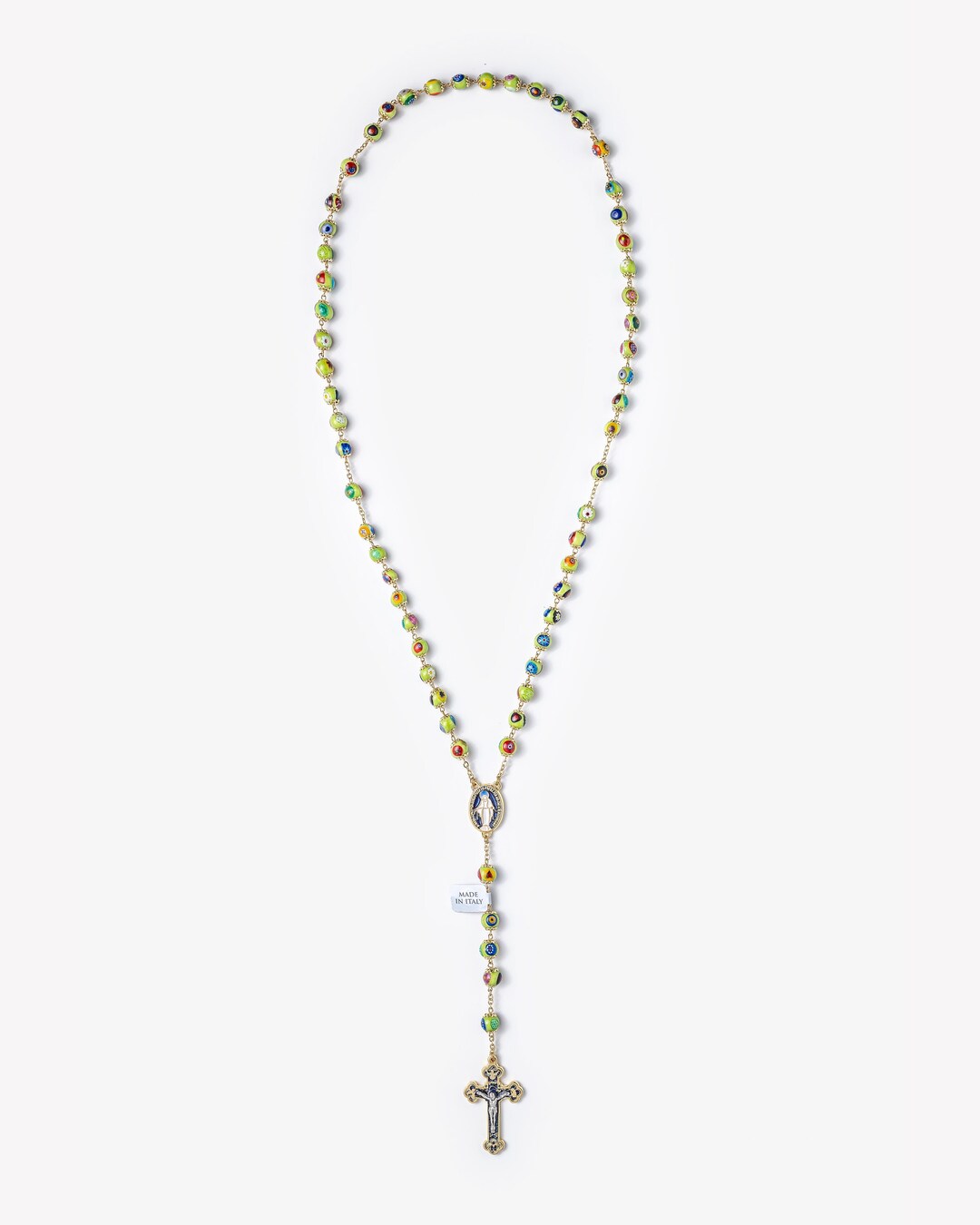 Our Lady Miraculous Medal 5 Decade Catholic Rosary-green Murano Glass ...
