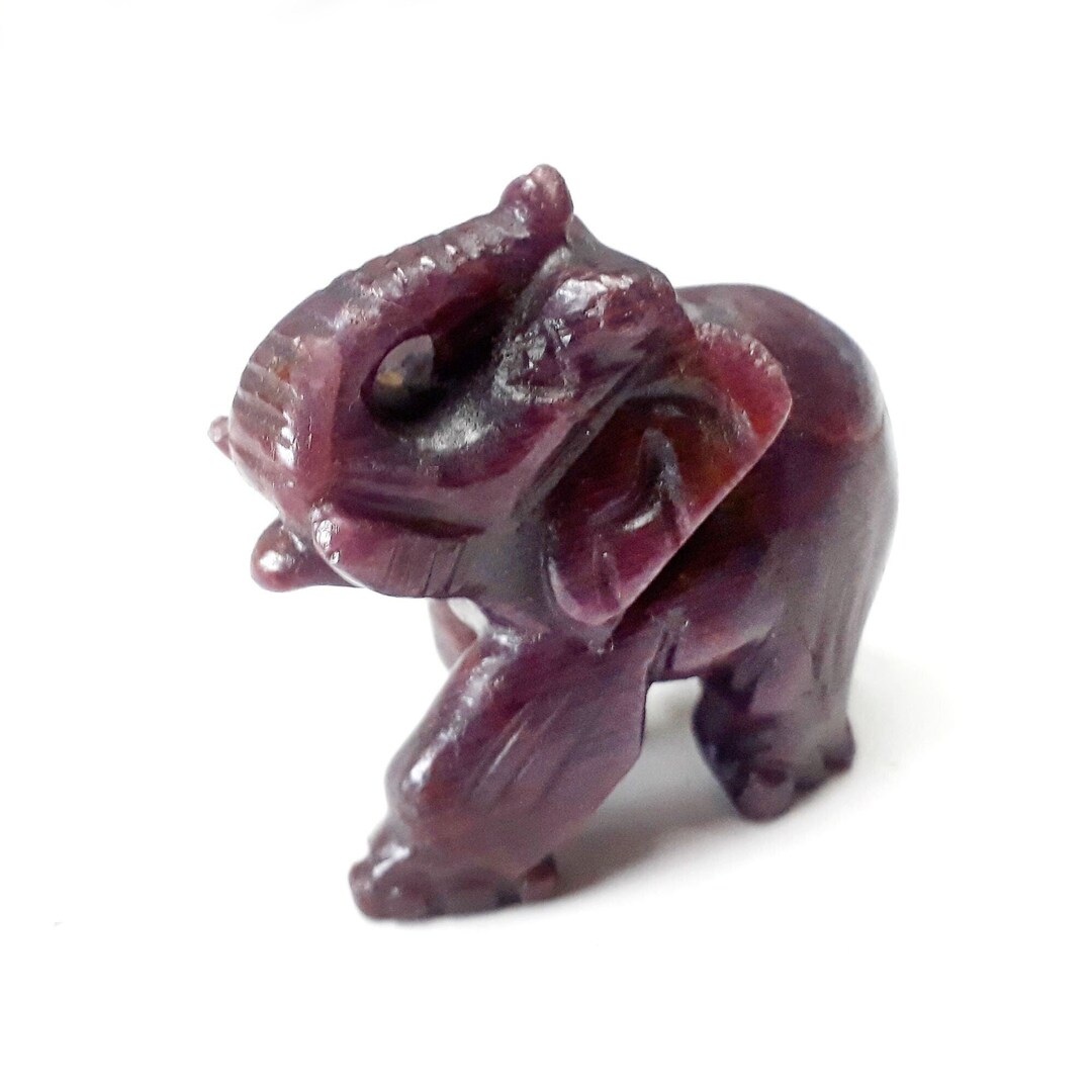 Elephant Figurine Ruby Statue Trunk up Collection Vintage Ruby's ...