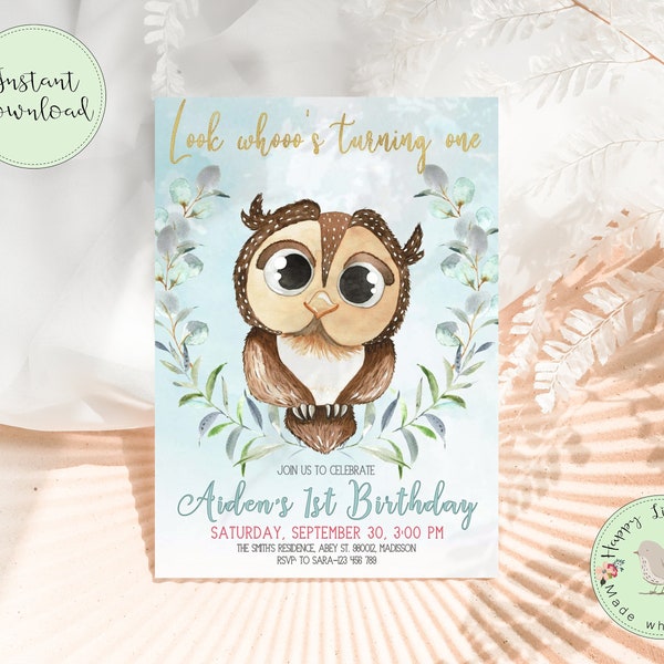 Owl Birthday Invite - Etsy
