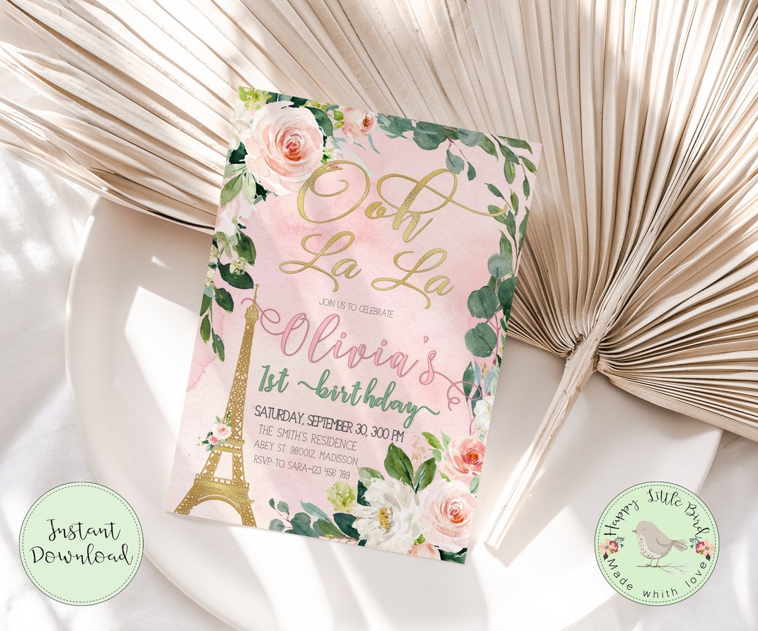 Editable Paris Birthday Invitation Template French - Etsy