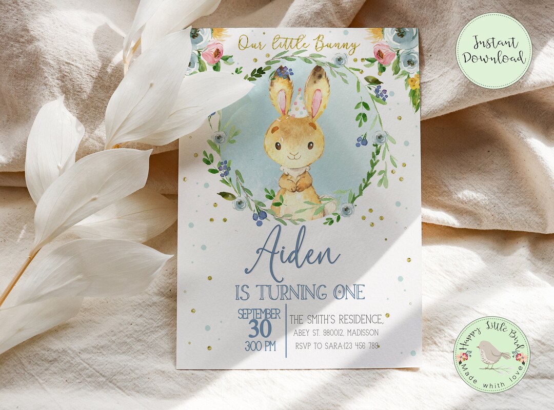 Editable Bunny Birthday Invitations Printable Some is One - Etsy