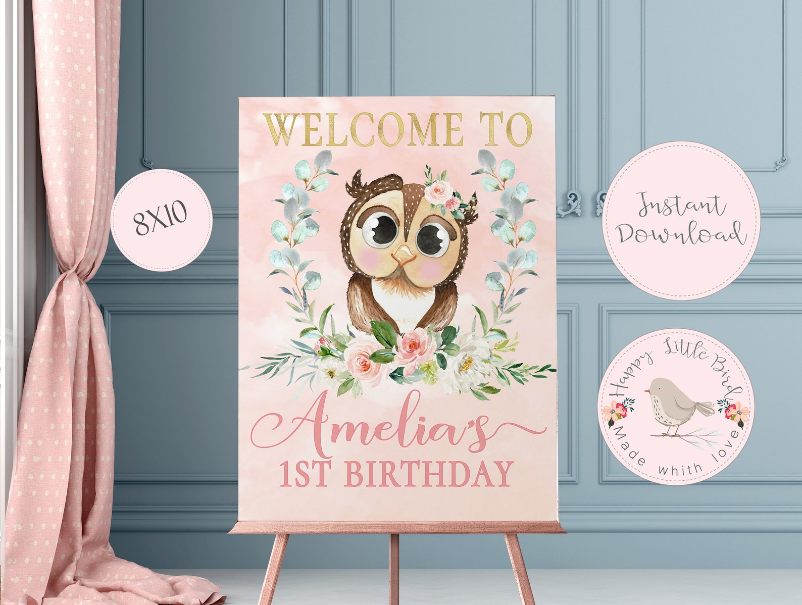 Owl Welcome Sign Printable Sign Instant Download Editable - Etsy