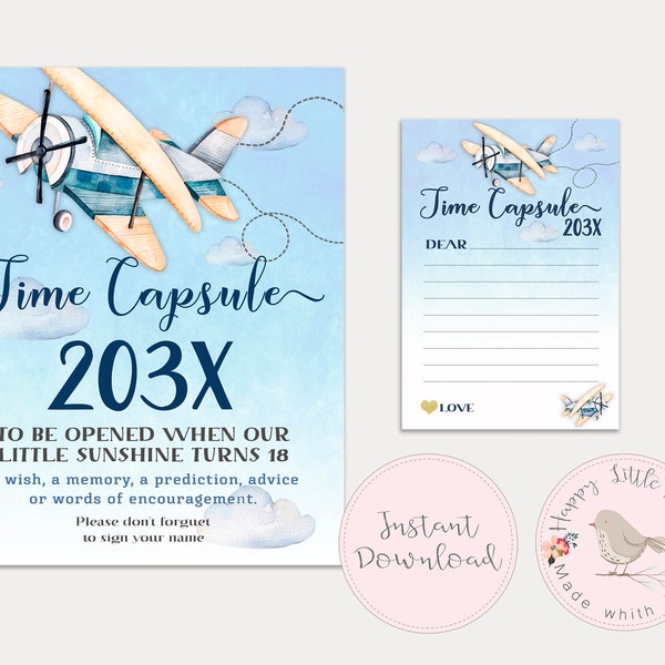 Airplane Time Capsule Template - Etsy