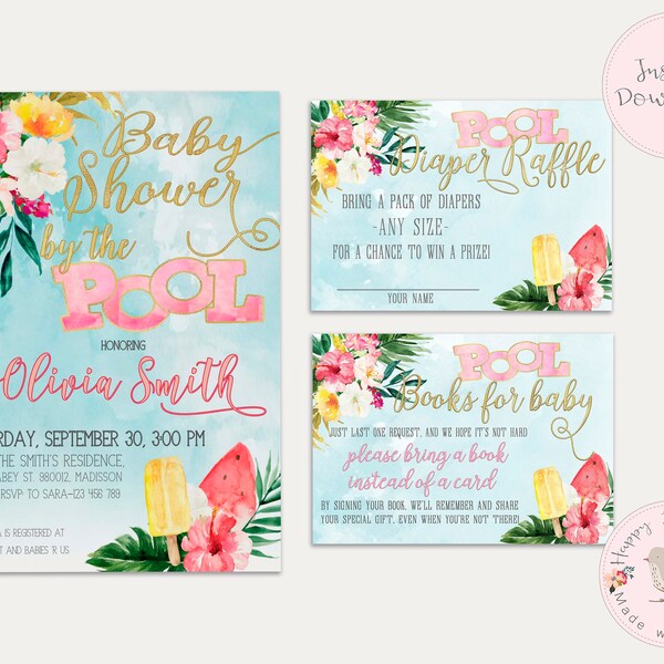 Baby Shower Pool Party Invitation - Etsy