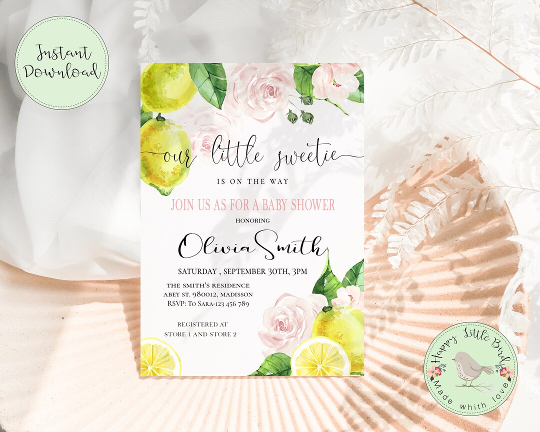 Editable Lemon Baby Shower Invitation Lemon Baby Shower - Etsy