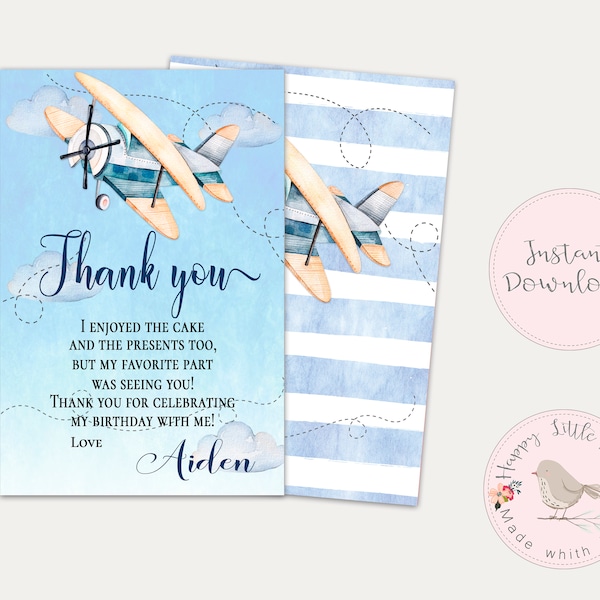 Airplane Theme Thank You Cards - Etsy