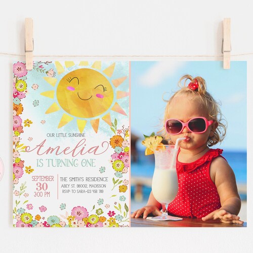 Editable Sunshine Birthday Invitation Template Our Little - Etsy