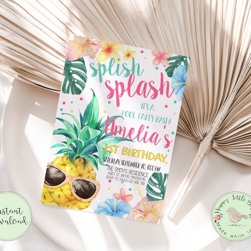 EDITABLE Pool Party Birthday Invitation Pool Invitation - Etsy