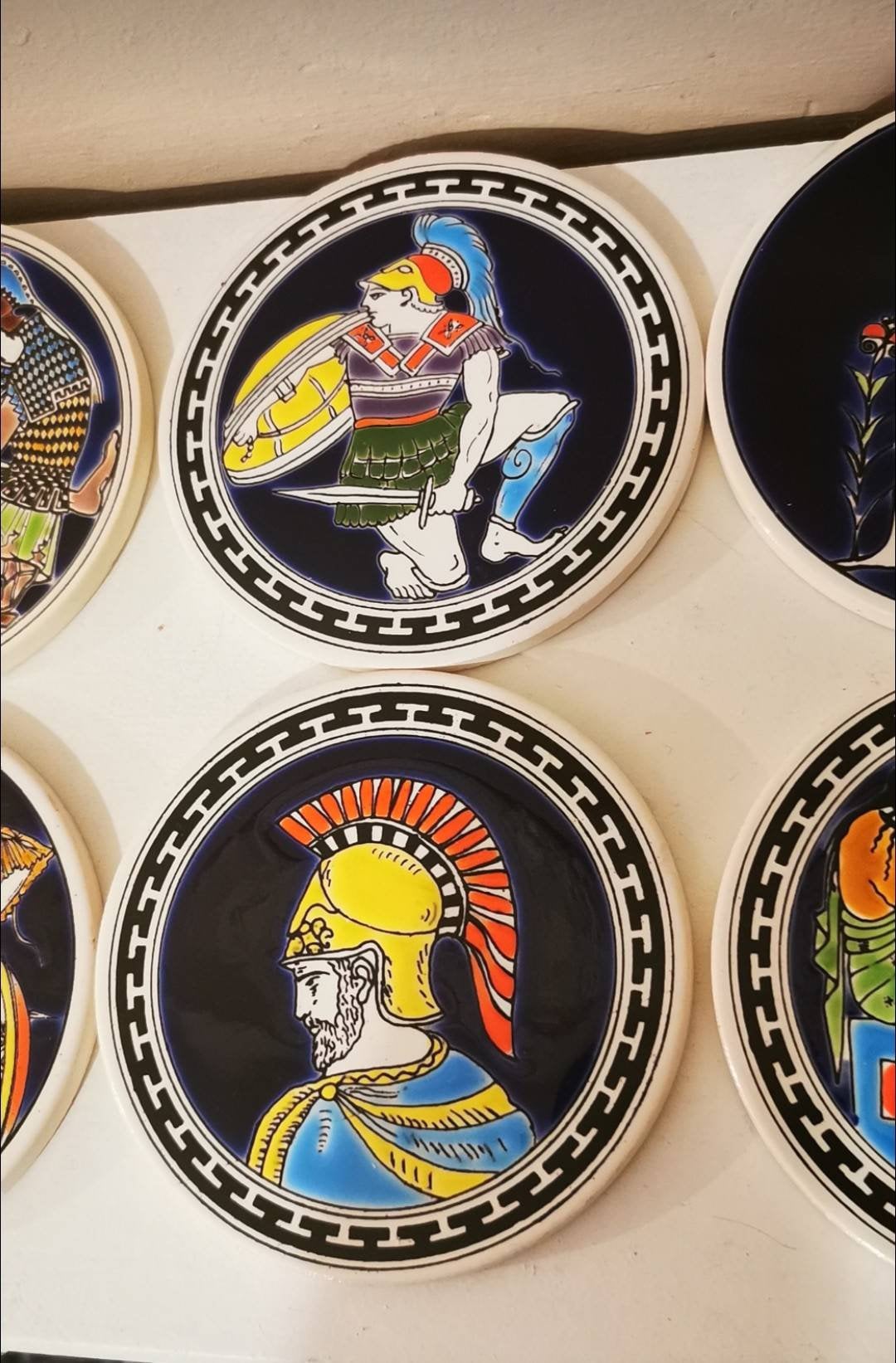 Handmade Vintage Greece Coasters Set, Set of 6,smaltotechniki Ceramics ...