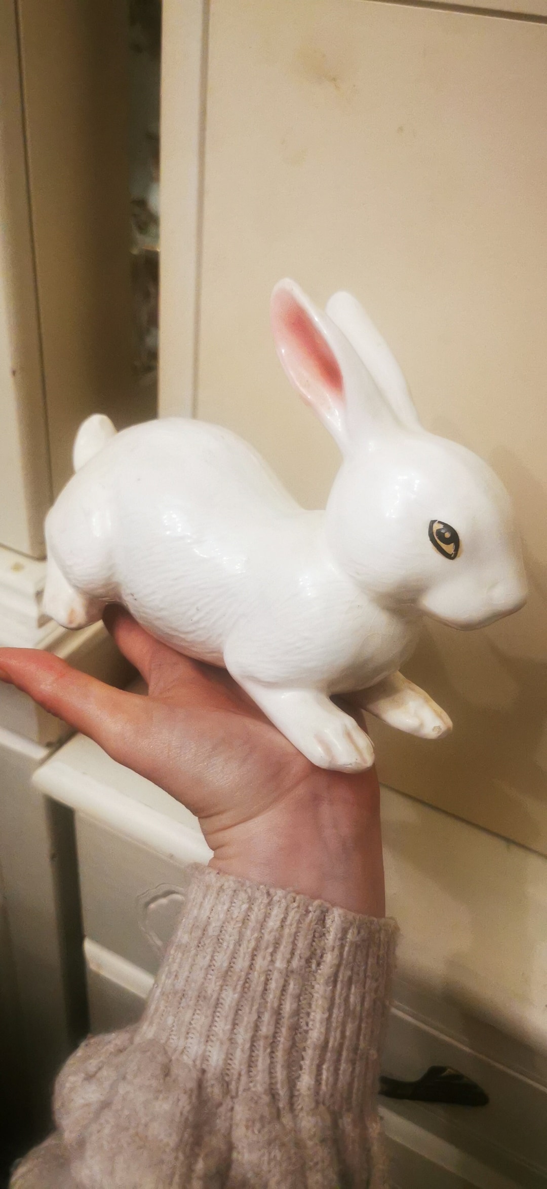 Vintage Ceramic Bunny, Easter Bunny, Lay Position, White, Table Decor ...