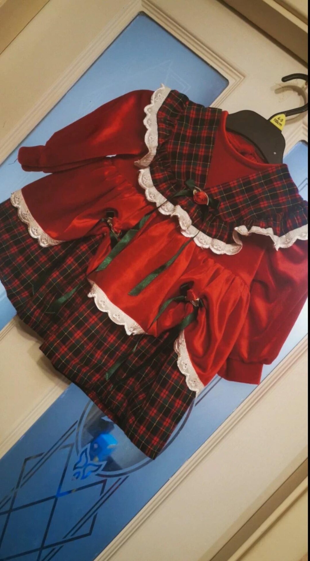Vintage Beautiful Christmas Baby Dress, Velour, Rose, Tartan, Plaid ...