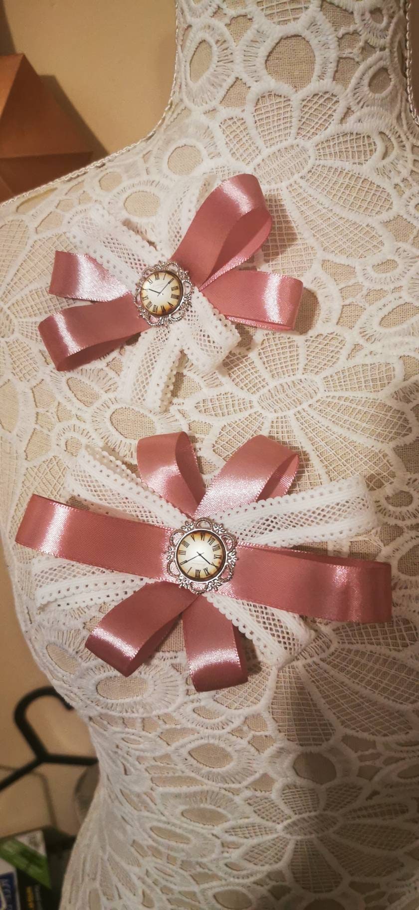 Beautiful Blush Pink and Lace Girls Bows, Handmade, Gifts, Set of 2 ...