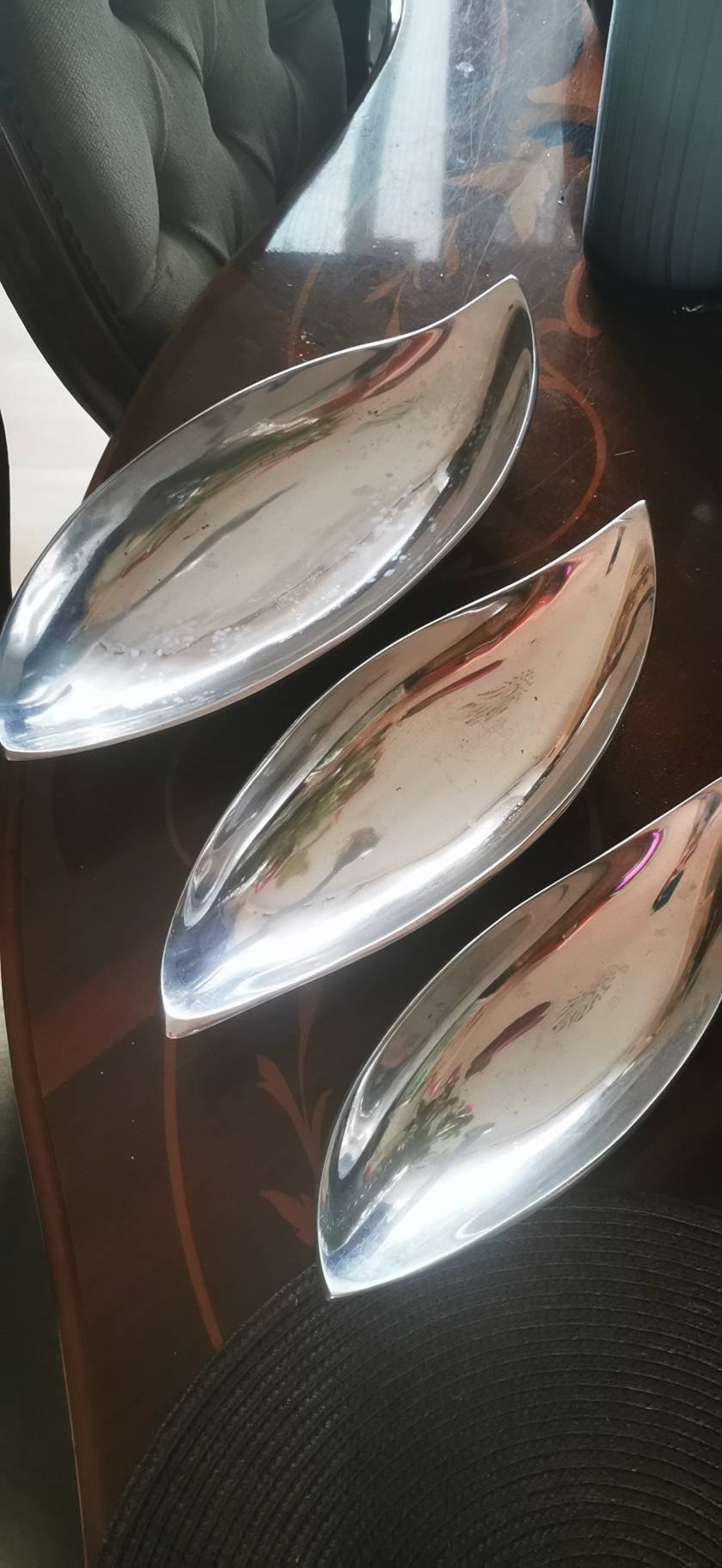 Serving Silver Look Dishes, Metal Look Ceramic Dishes, Set of Three ...
