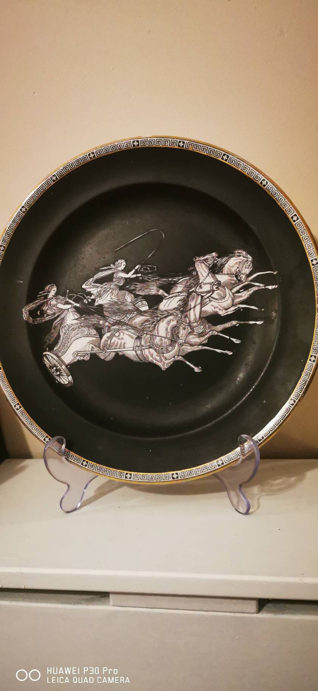 Antique Rare Adams Pottery Collectable Plate,black Matt Glaze,chariot ...