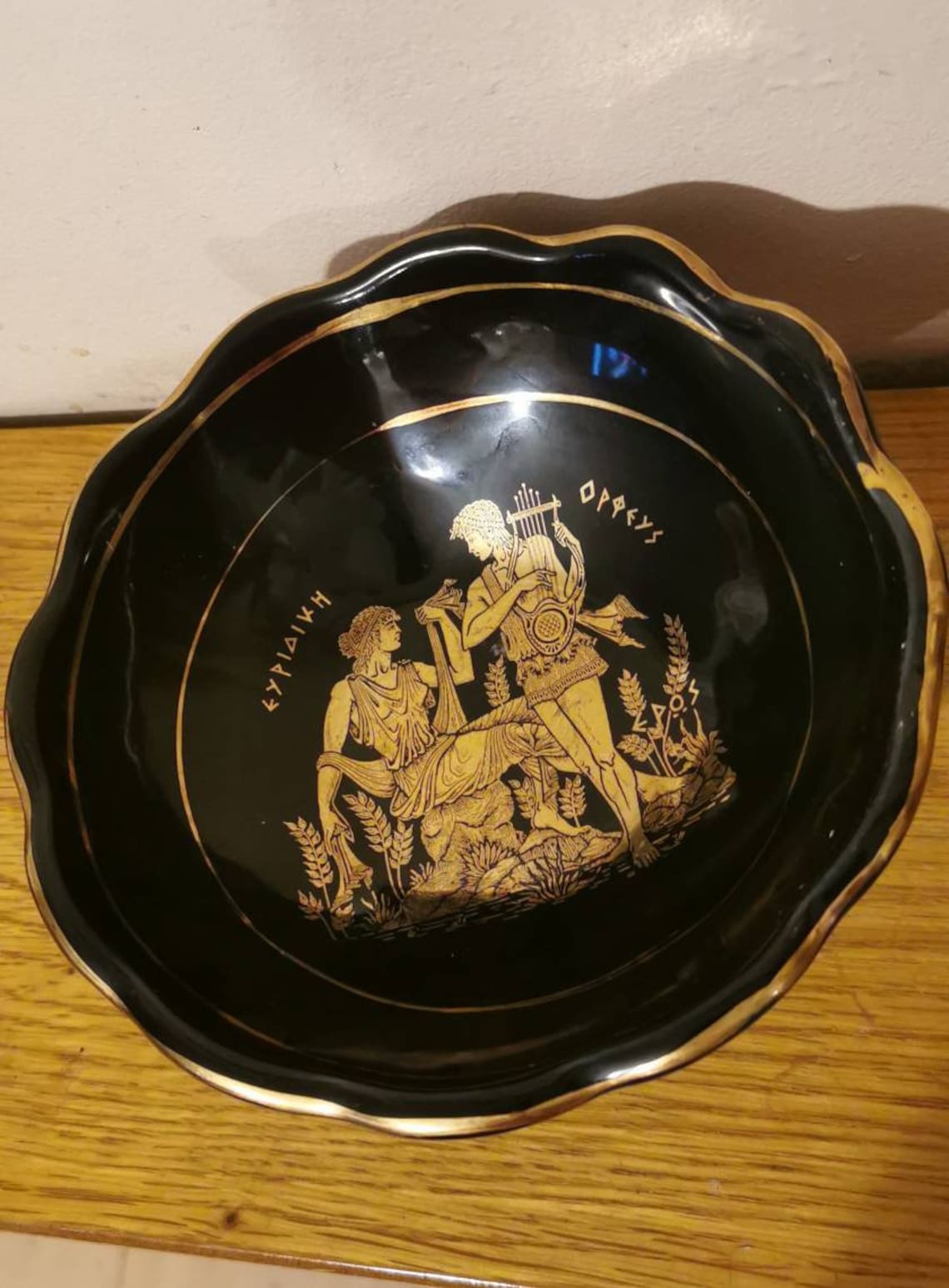 Handmade Greece 24k Gold Hand Painted, Footed Ceramic Bowl/candy,sweets ...