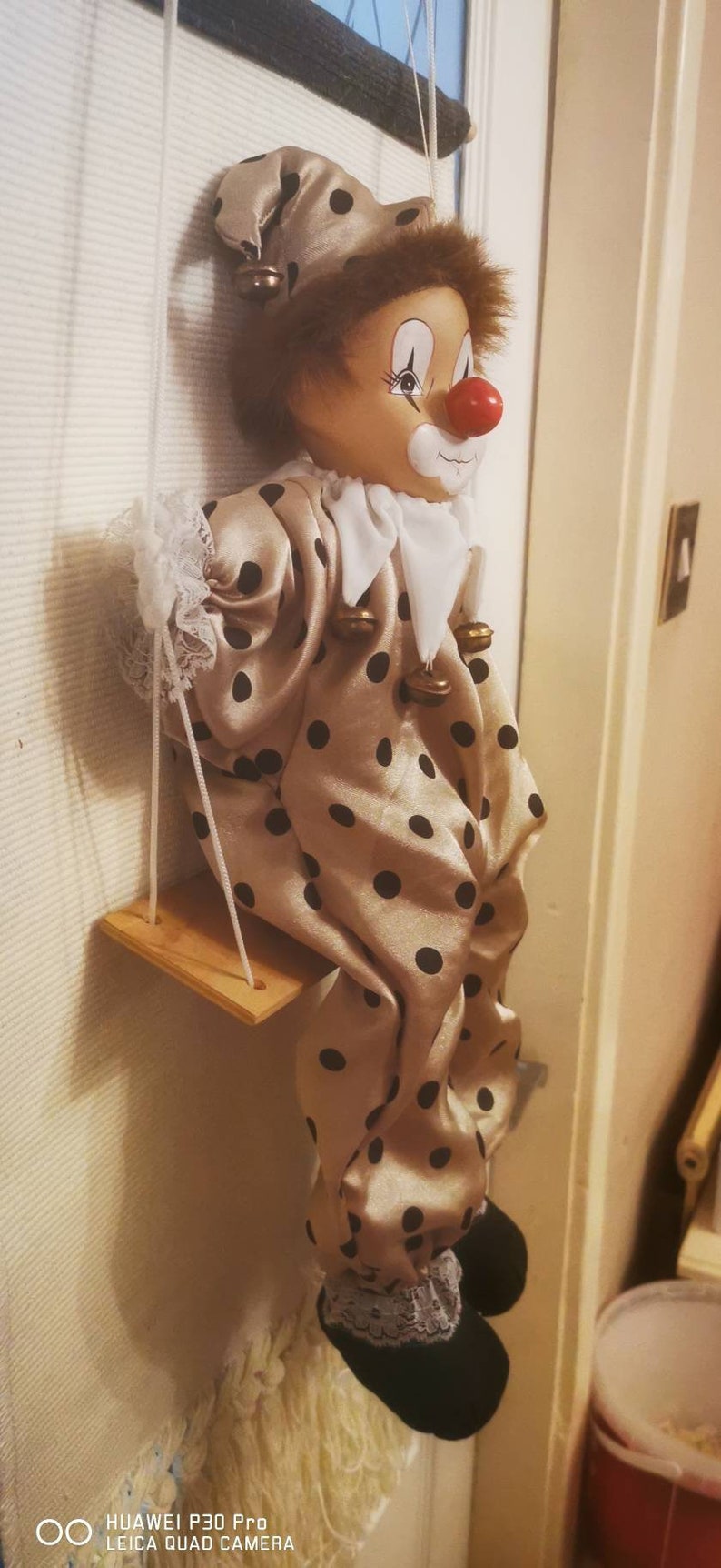 Vintage Clown on Swing, Swinging Clown, 1980's, Porcelain Face ...