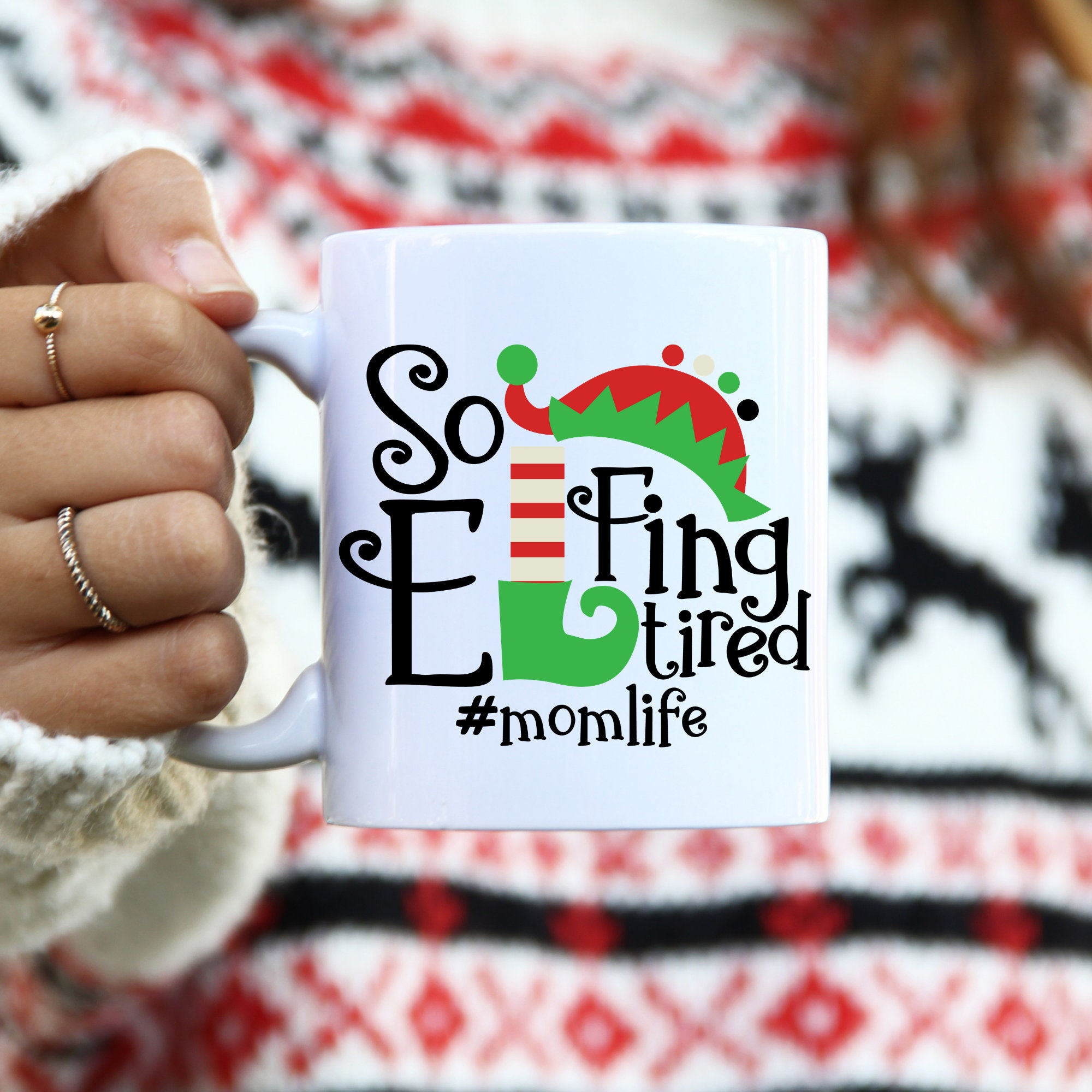 So Tired so Elfing Tired Elf Coffee Mug Coffee Meme Elf - Etsy