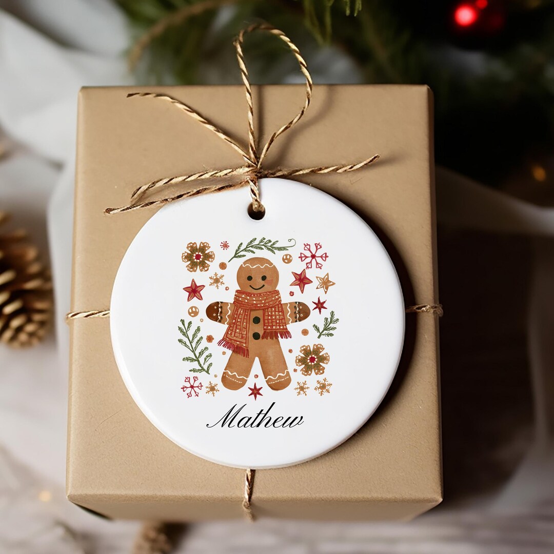 Personalized Gingerbread Man Ceramic Christmas Ornament, Festive ...