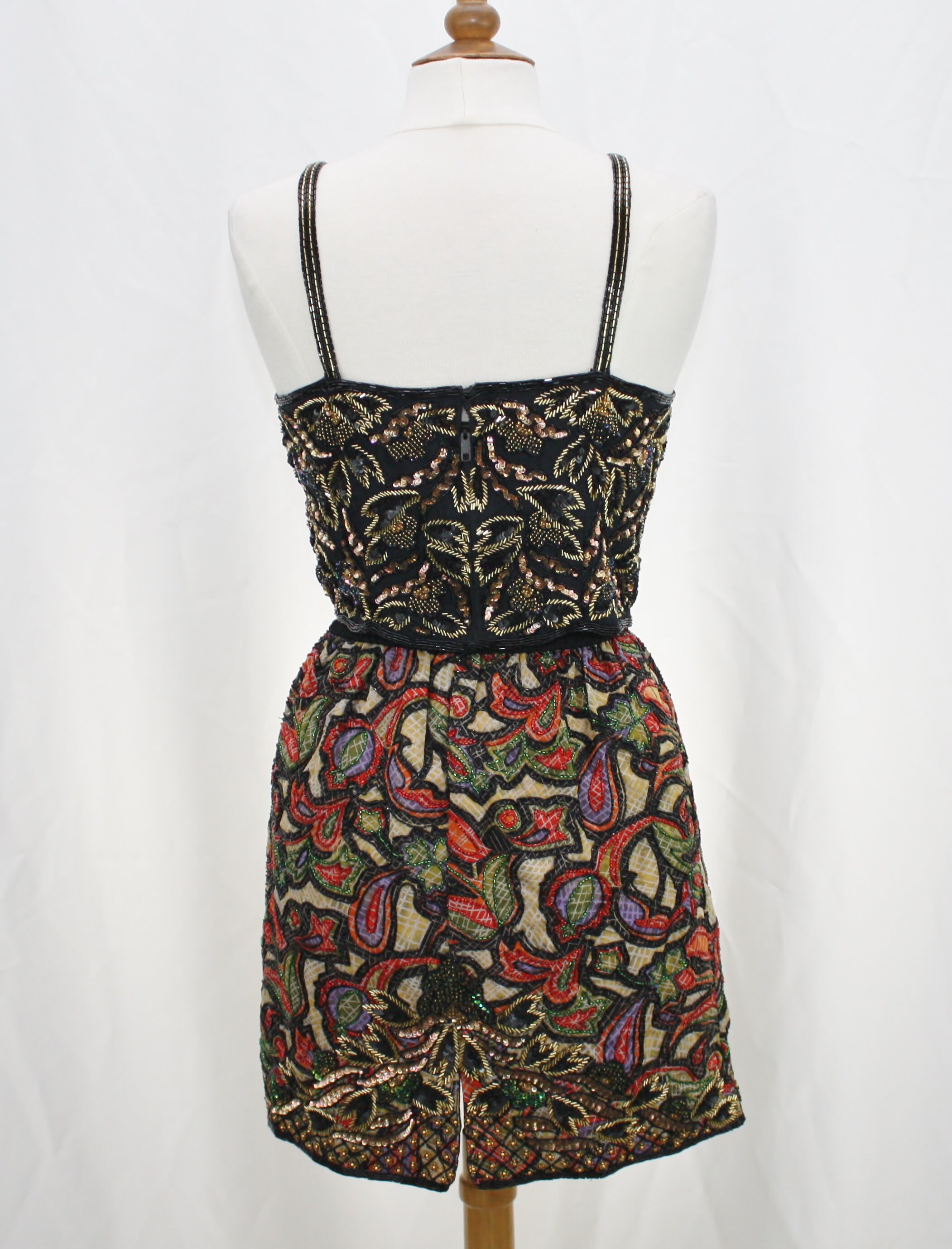 JTRIMMING Vintage Tang Top & Short Skirt Hand Work Beads Sequins Hand ...