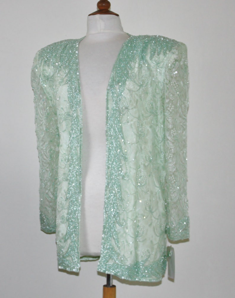 JTRIMMING Vintage Sheer Long Sleeve Jacket Hand Work Beading - Etsy